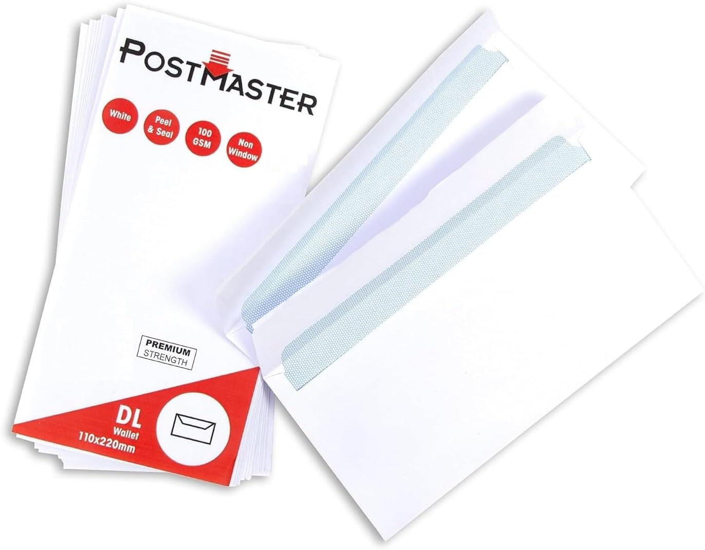Postmaster Envelopes DL Peel & Seal 100GSM White Paper - 100 Pack ...