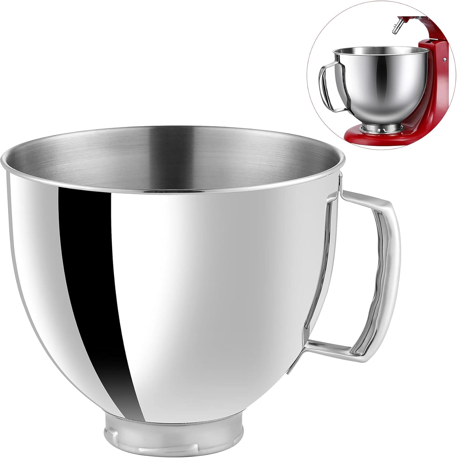 Amazon.com: KRISVI 4.5 QT & 5 QT Stainless Steel Mixer Bowl for KitchenAid Stand Mixers,Strong ...