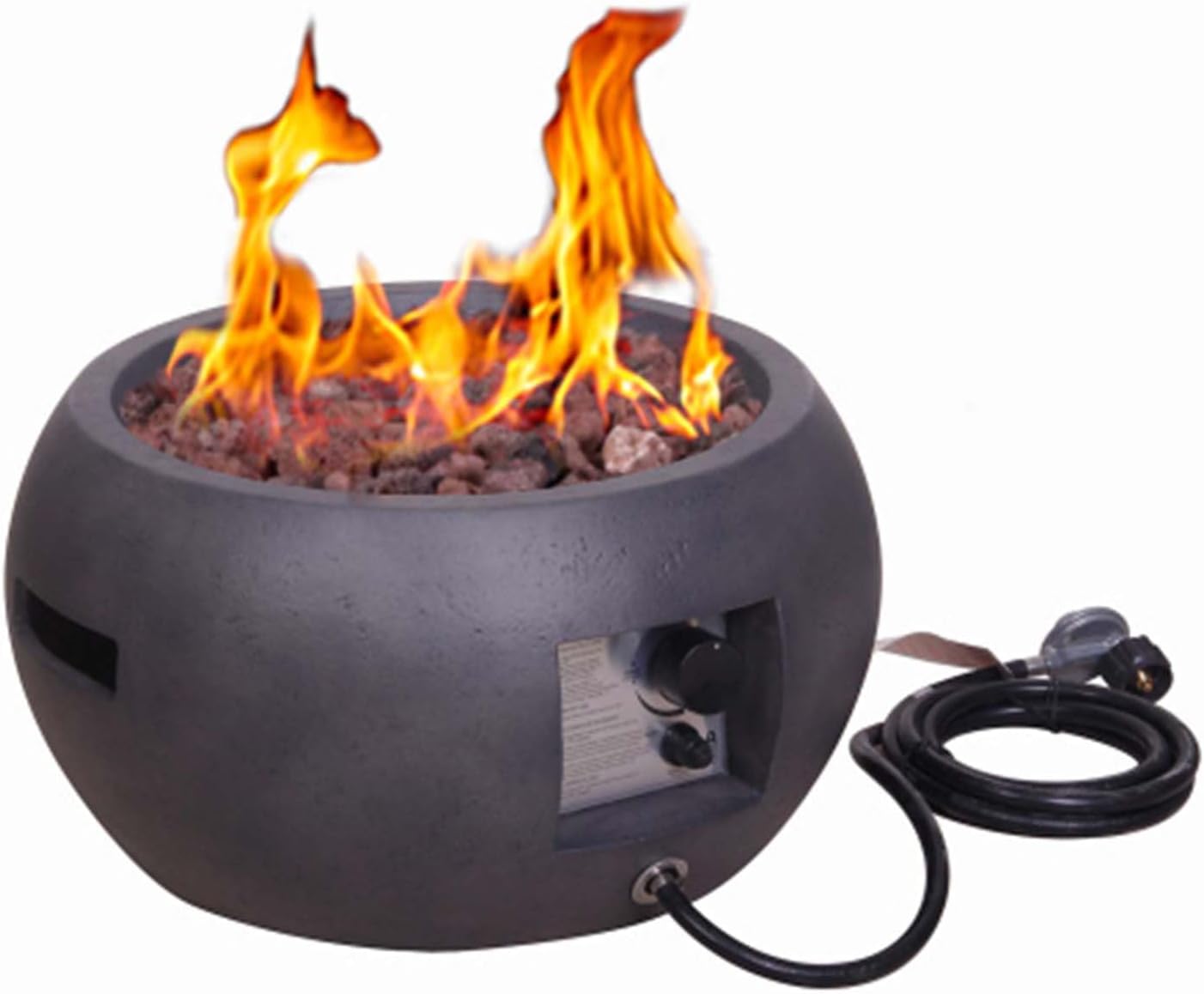 Amazon.com : Outdoor Fire Pit Faux Concrete Texture Round Dark Propane ...