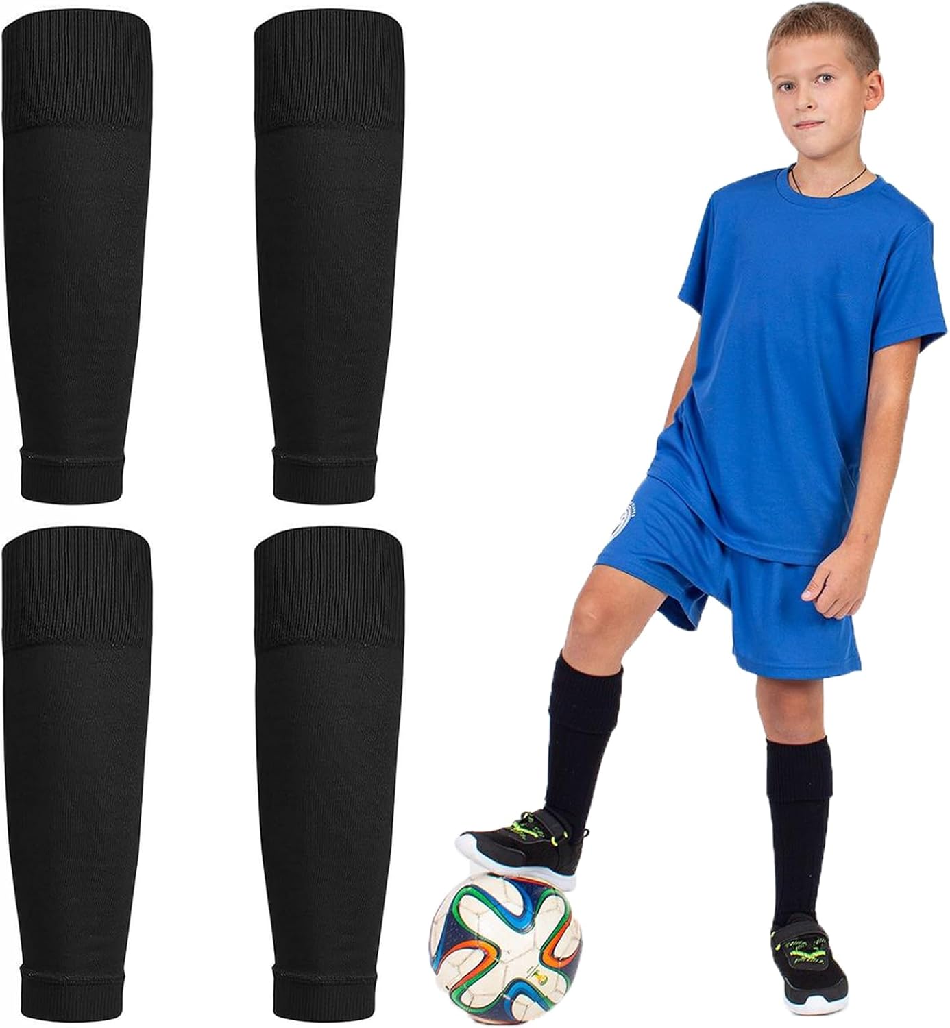 4 PCS Cut Socks Football, Sock Sleeve Football Cut Socks Football Black ...