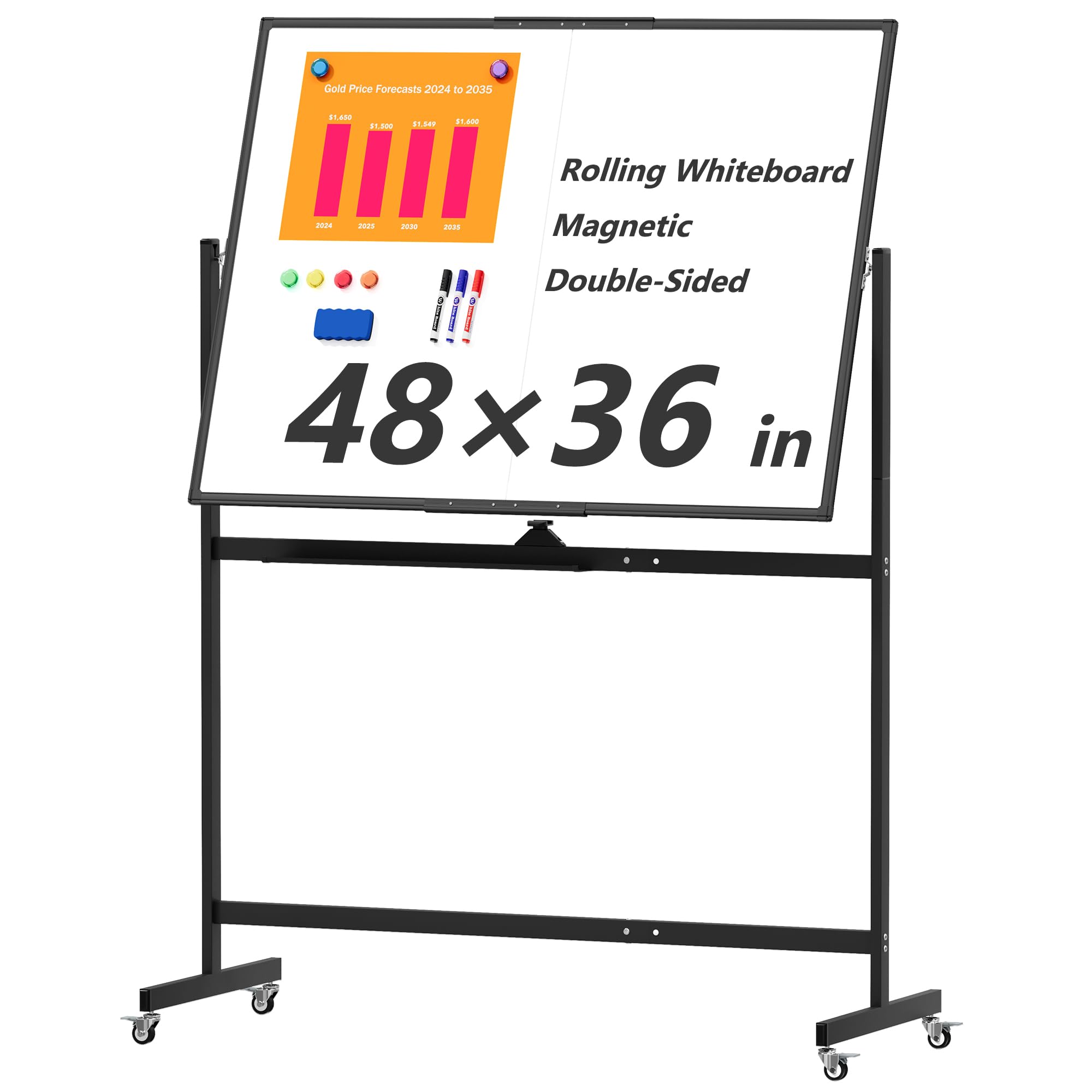 Snapklik.com : Neatsure Large Rolling Whiteboard On Wheels, 48" X 36 ...