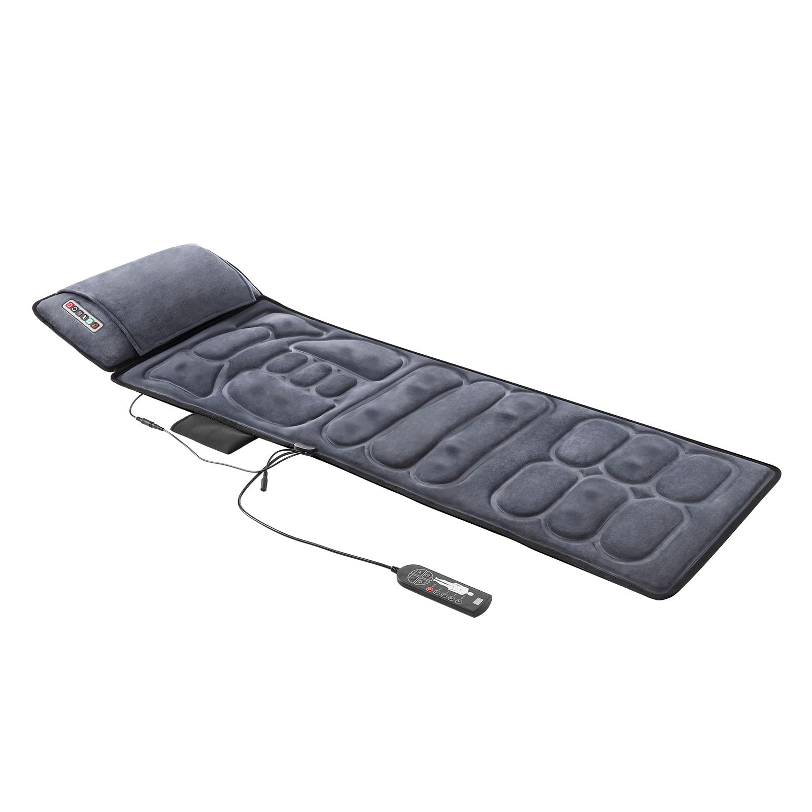 HOMASA Full Body Massage Mat with Neck Pillow, 10 Vibrating Motors & 3 ...