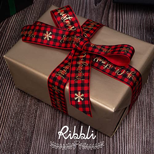 Snapklik.com : Grosgrain 2 Rolls Christmas Ribbon,Red Black Plaid ...