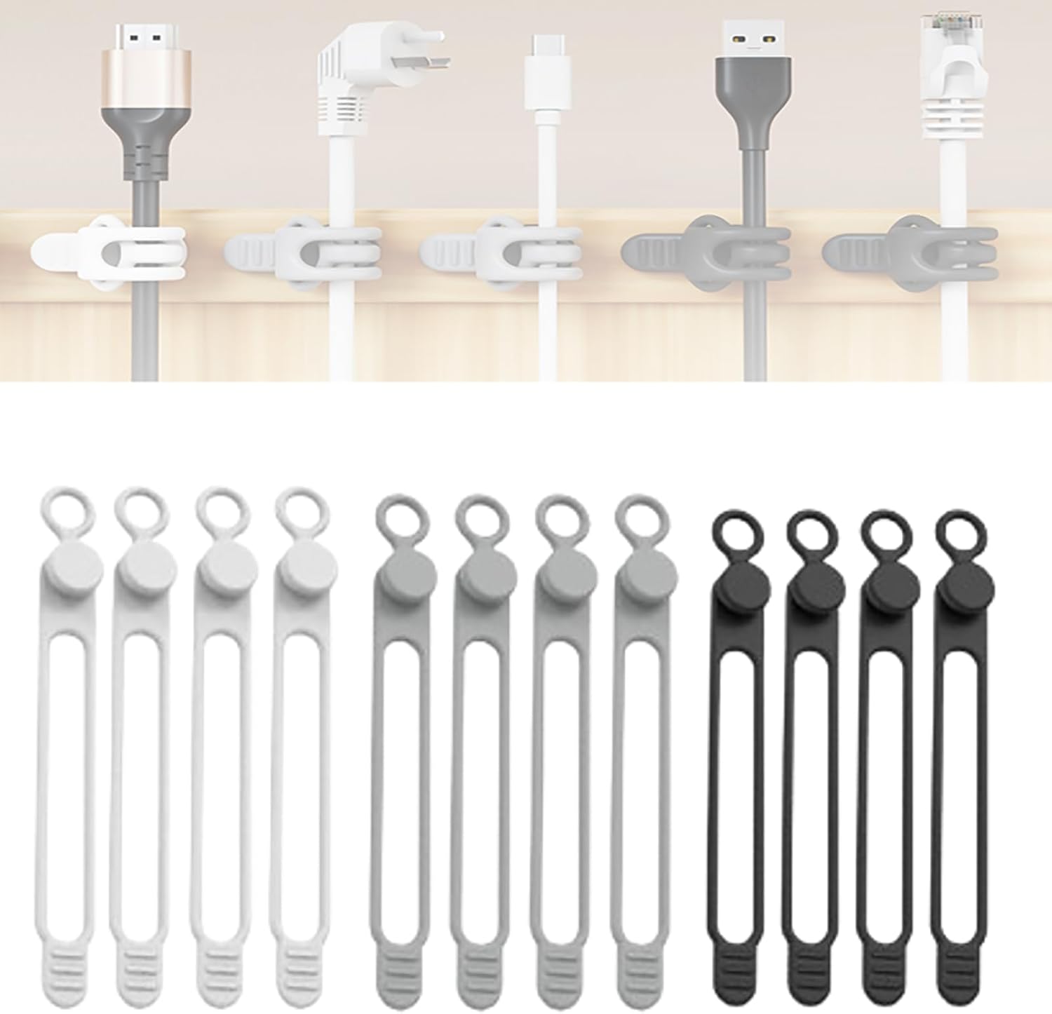 Amazon.com: Silicone Cable Ties, 2025 Magnetic Data Cable Organizers ...