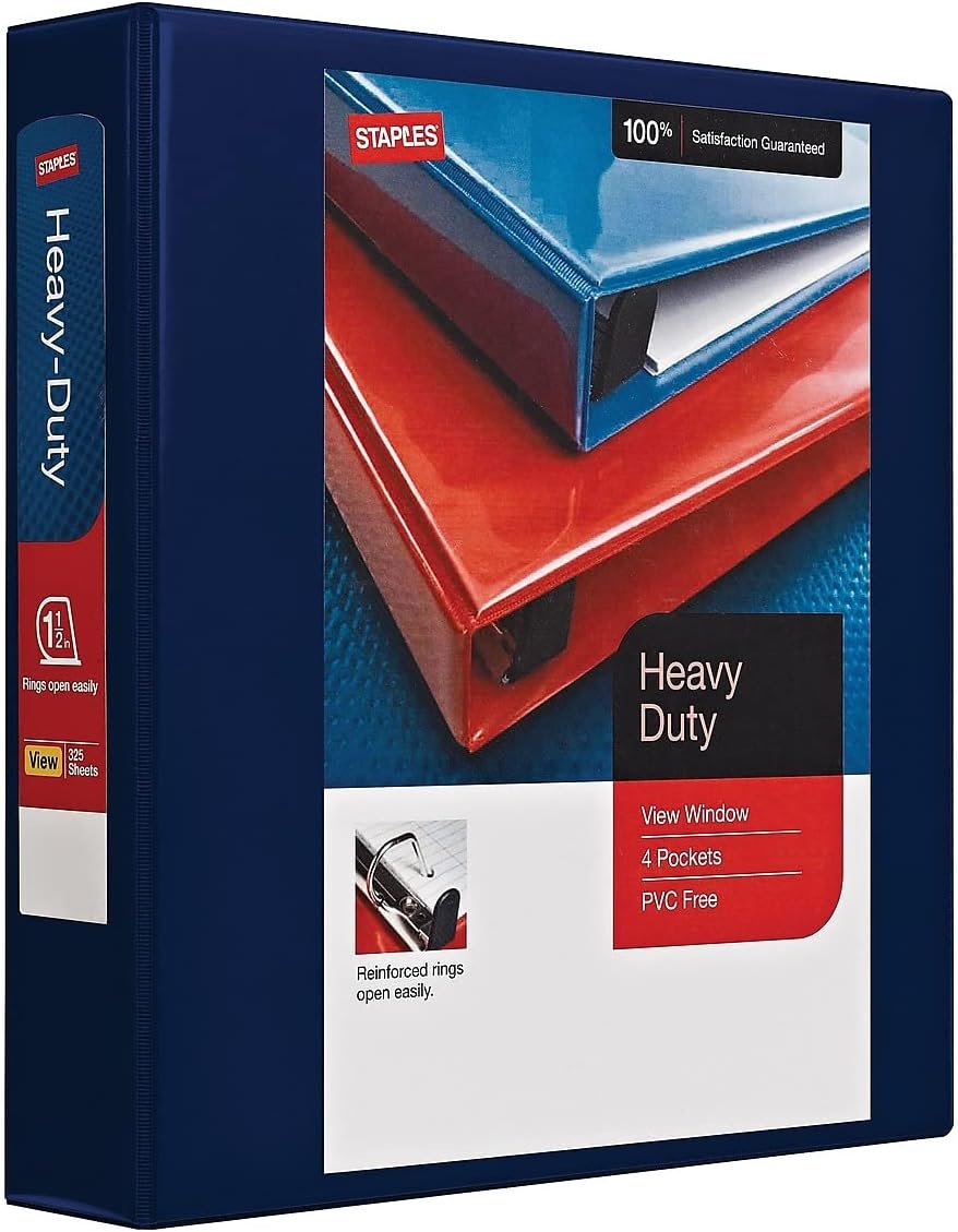 Amazon.com : Staples 976096 1-1/2-Inch Staples Heavy-Duty View Binder ...