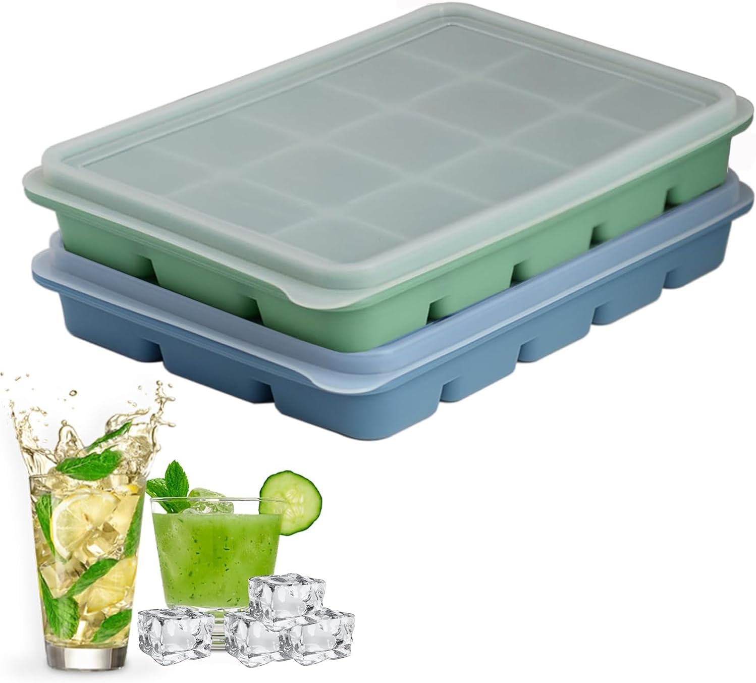 Amazon.com: Ice Cube Trays Set of 3, Easy Release 15 Flexible Silicone ...