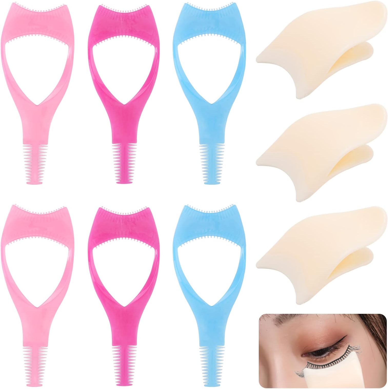Amazon.com: 6 Pcs 3in1 Mascara Shield Guard Eyelash Brush Curler Guide ...
