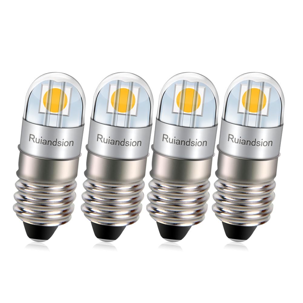 Ruiandsion - foco LED E10 de 12 V, no polaridad, chip 3030, 2SMD, 4300 ...