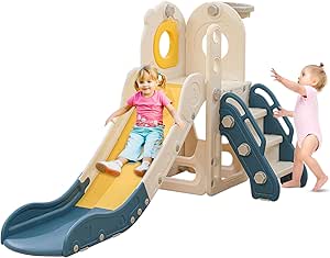 Amazon.com: KATLAZIC Freestanding Toddler Slide, 5 in 1 Kids Indoor ...