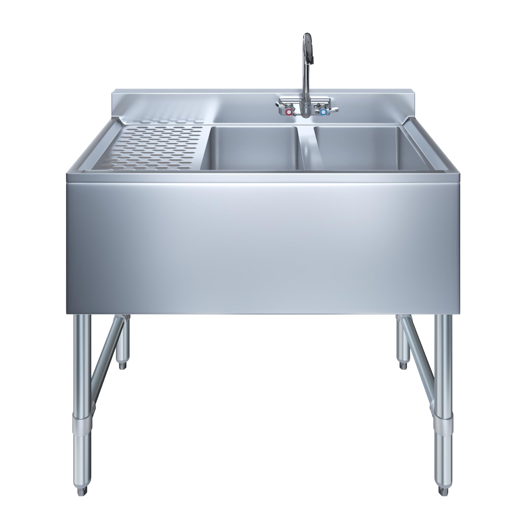 Commercial Stainless Steel Two Compartment Under Bar Sink with Left ...