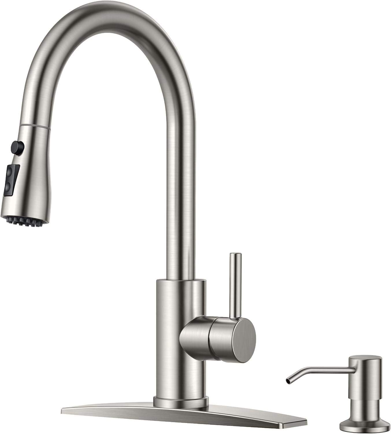 FORIOUS Kitchen Faucets with Soap Dispenser and Pull Down Sprayer ...