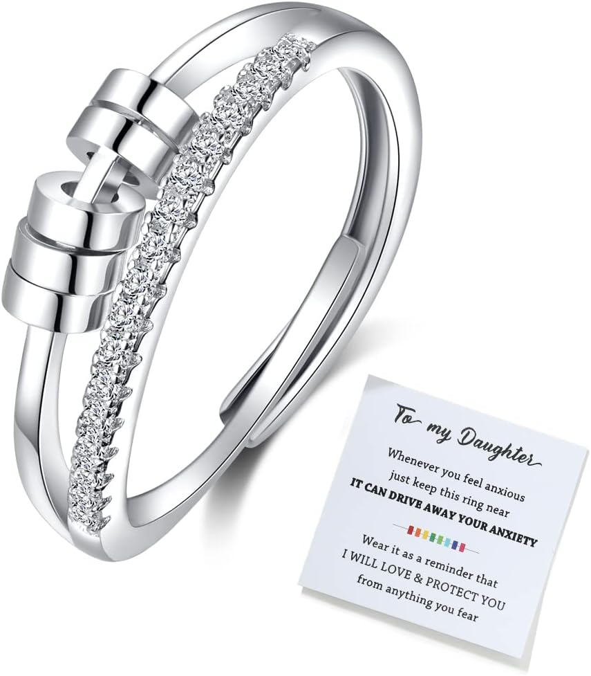 Amazon.com: JunXin To My Daughter Fidget Ring for Anxiety, Fidget Rings ...
