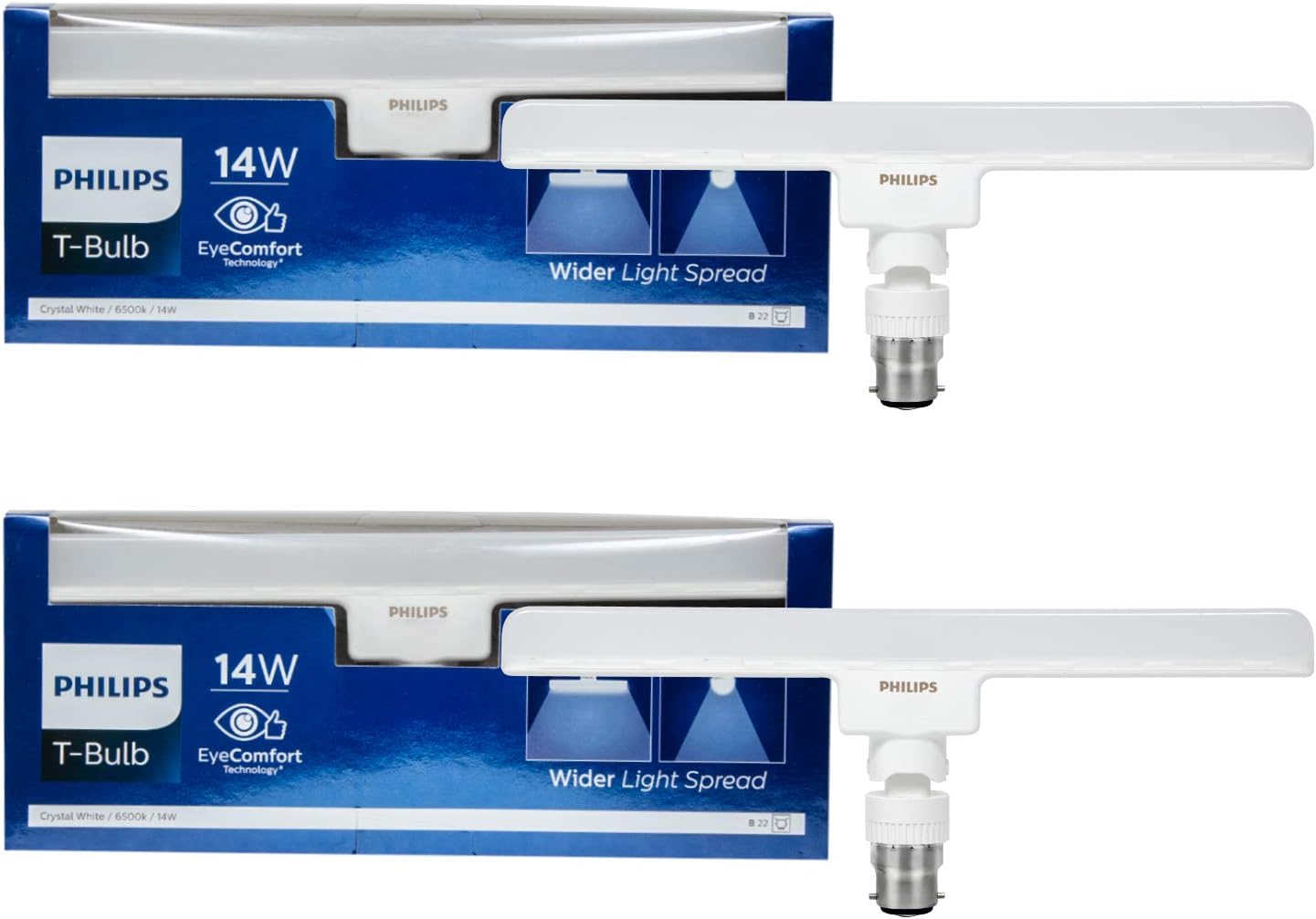 PHILIPS Stellar Bright 10W B22 LED T-Bulb,Cool Day Light , Pack of 2 ...