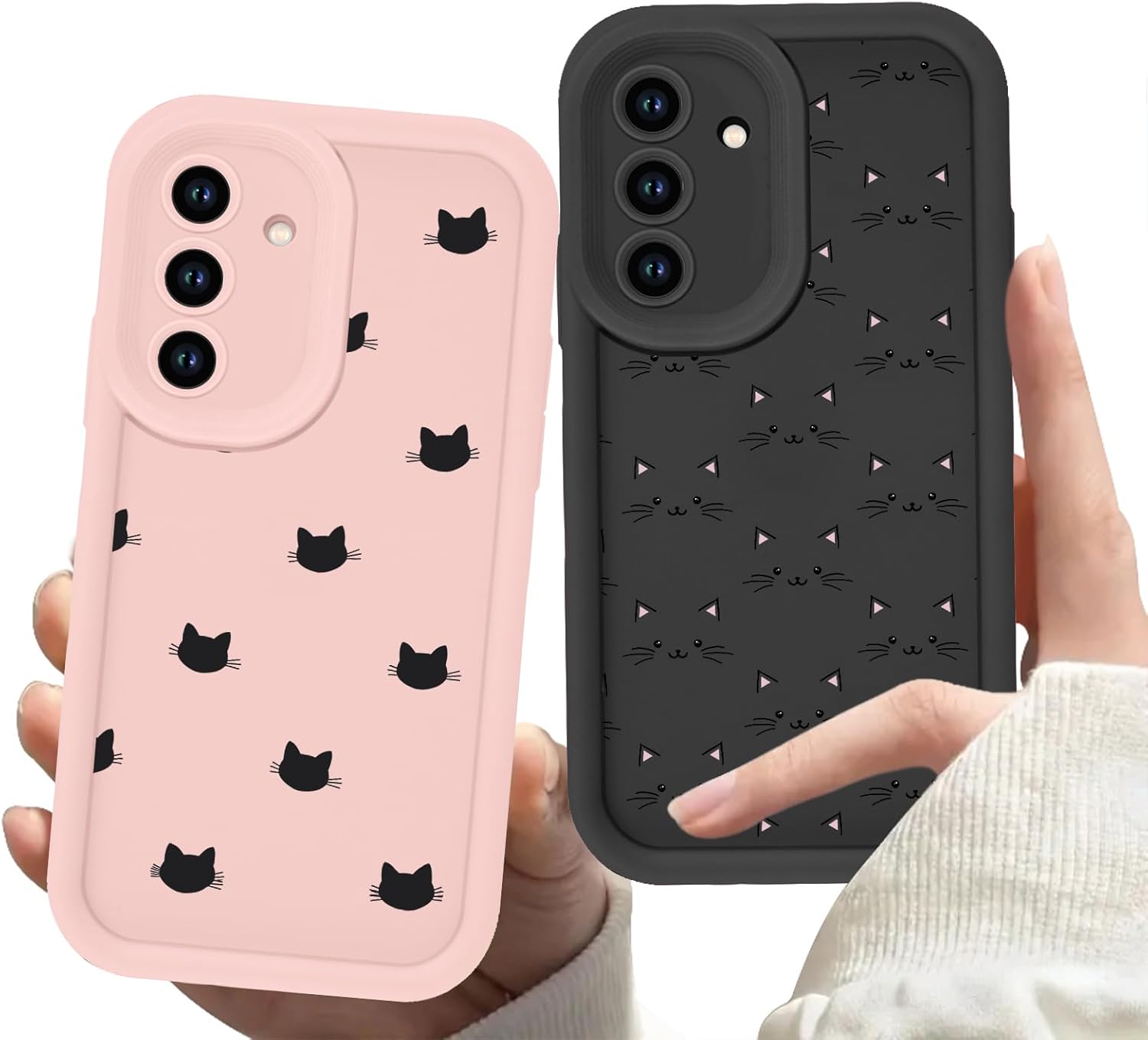 Amazon.com: 2 Pack Kawaii Cat Head Phone Cases for Samsung Galaxy A35 ...
