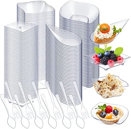 Amazon.com: Tessco 800 Pcs Mini Clear Appetizer Plates Dessert Cups ...