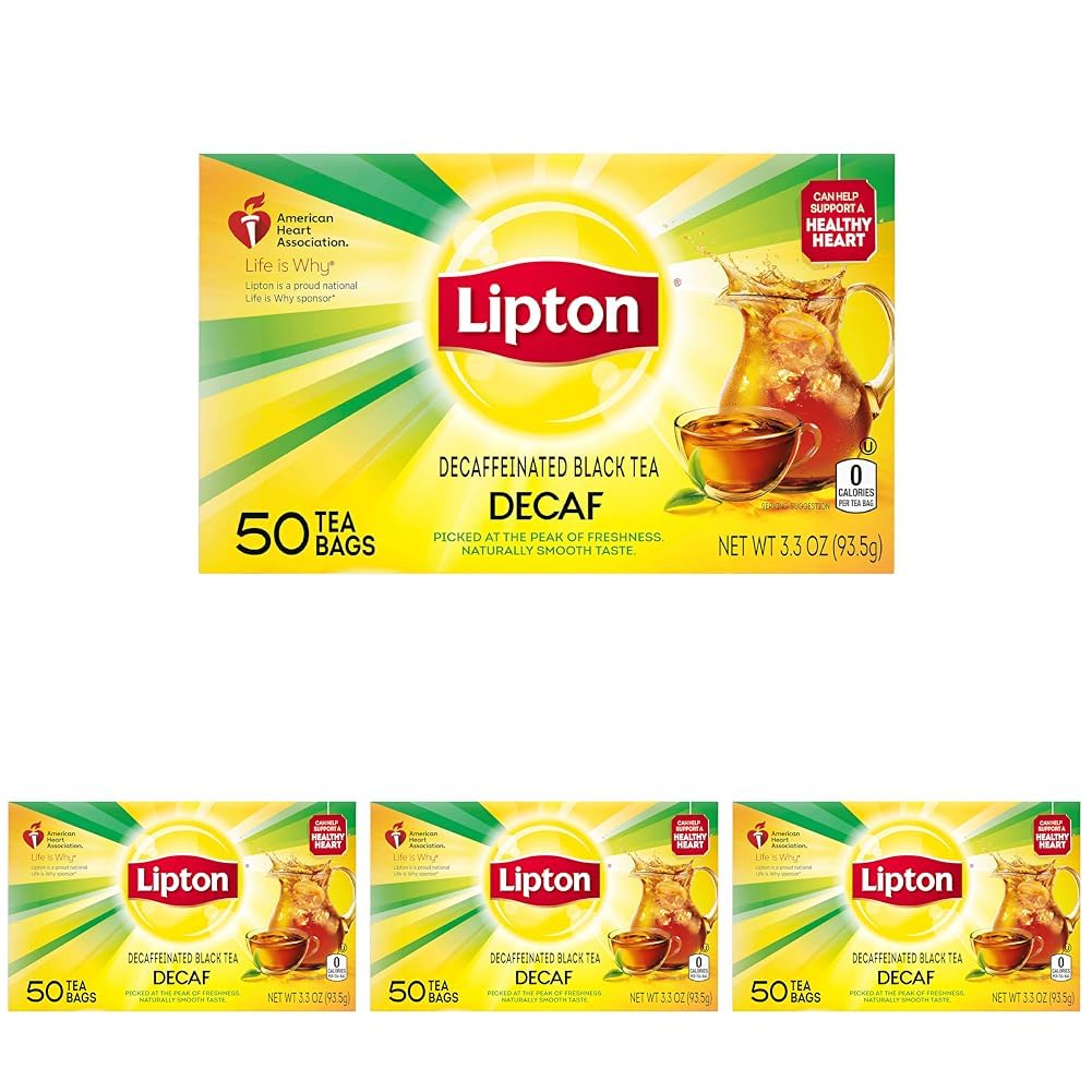 Amazon.com : Lipton Decaffeinated Black Tea, 50 Count (Pack of 4 ...