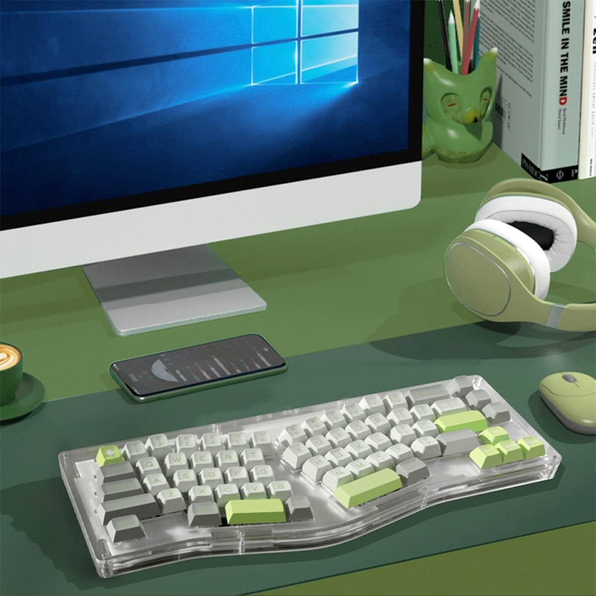 UK Green Lime Keycaps 172 Keys SA Profile Double Shot 6.25u/7u ISO/ANSI ...