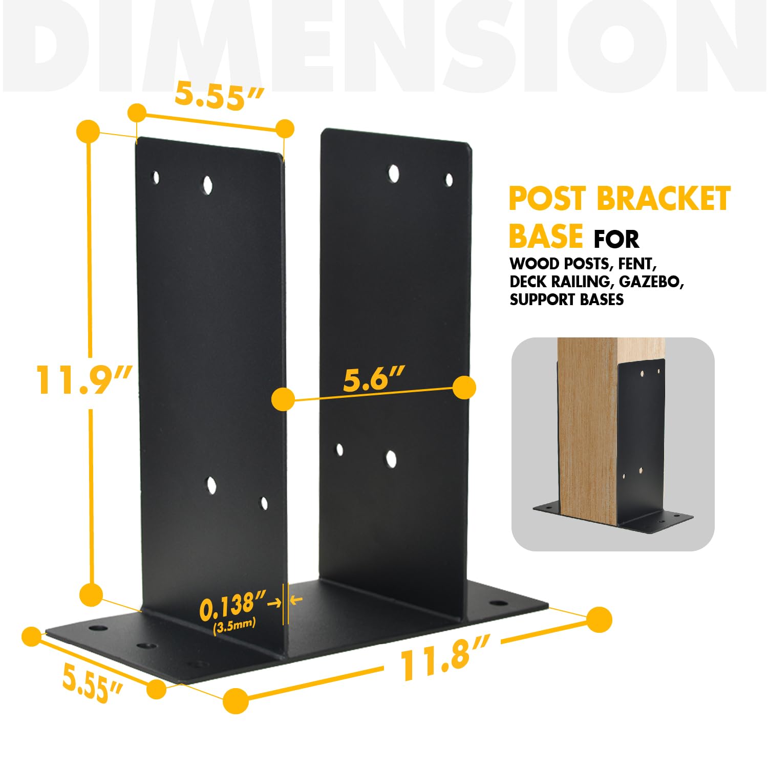 Snapklik.com : Heavy Duty Steel Post Base, 6x6