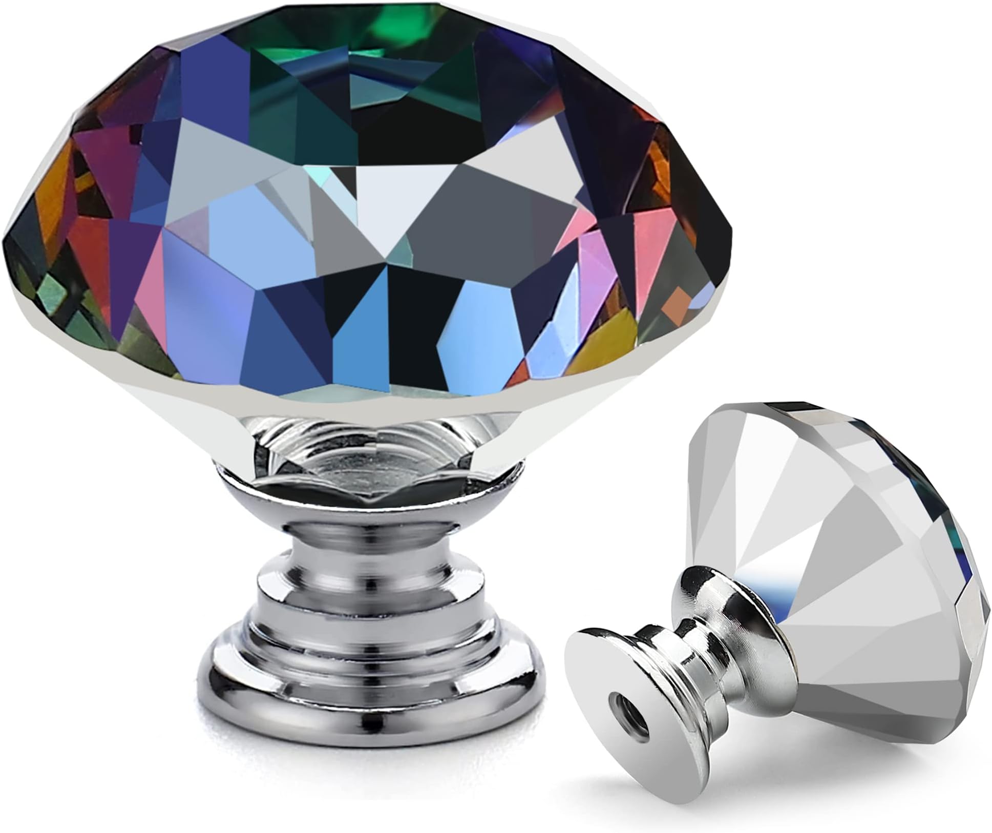 Spriak 10 Pack Drawer Knobs, 30mm Colorful Crystal Glass Cabinet ...