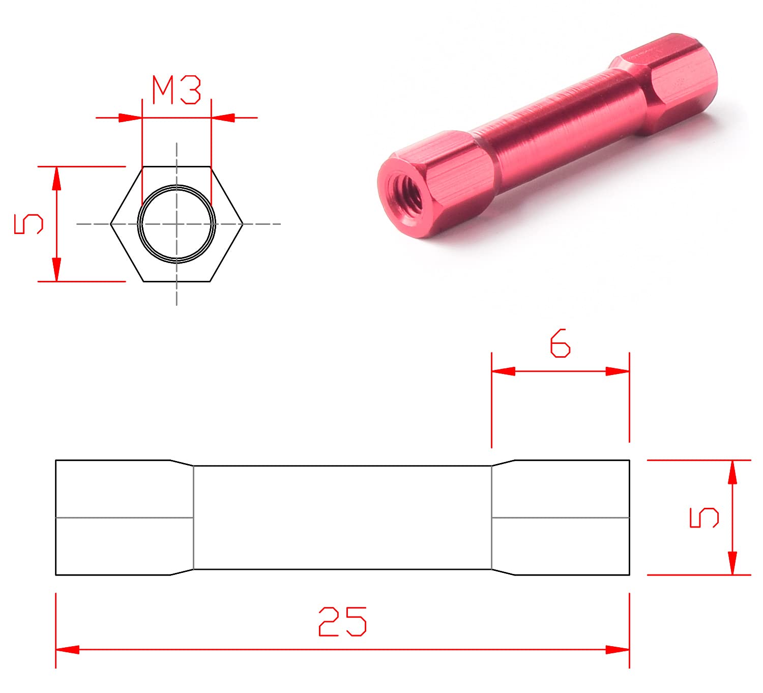 Snapklik.com : 12pcs M325mm Hex Aluminum Alloy Step Spacer Standoff ...