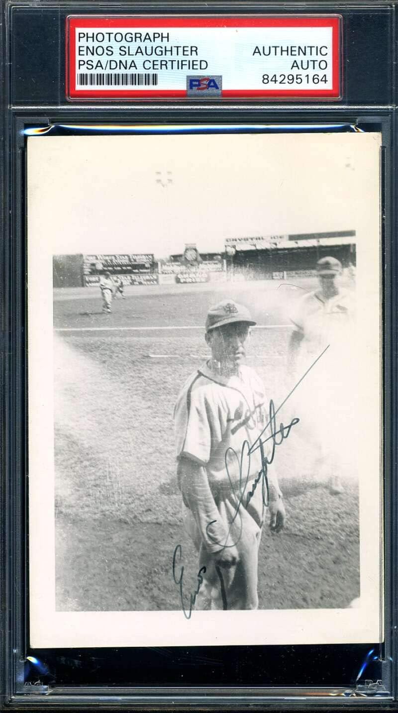Enos Slaughter PSA DNA Coa Signed 50`s Original Photo Autograph at ...