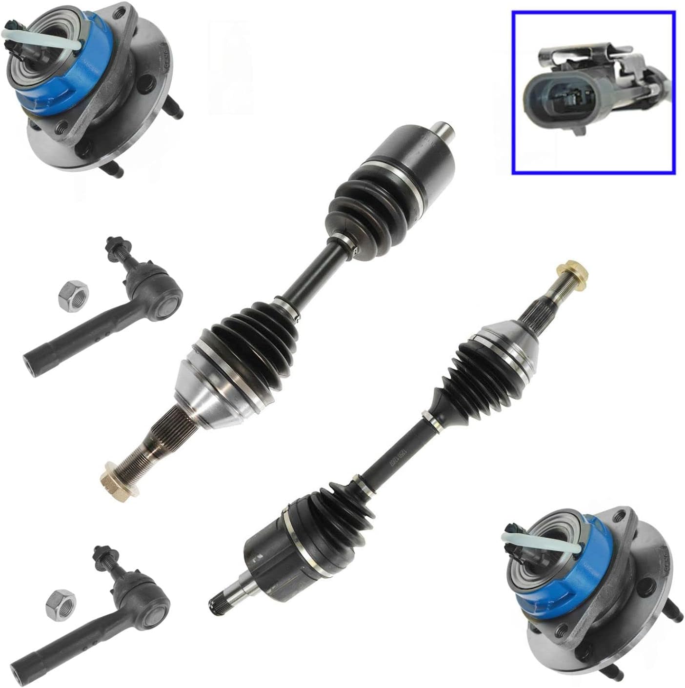 Amazon.com: CV Axle Shaft Outer Tie Rod Wheel Hubs Front Kit Set of 6 ...