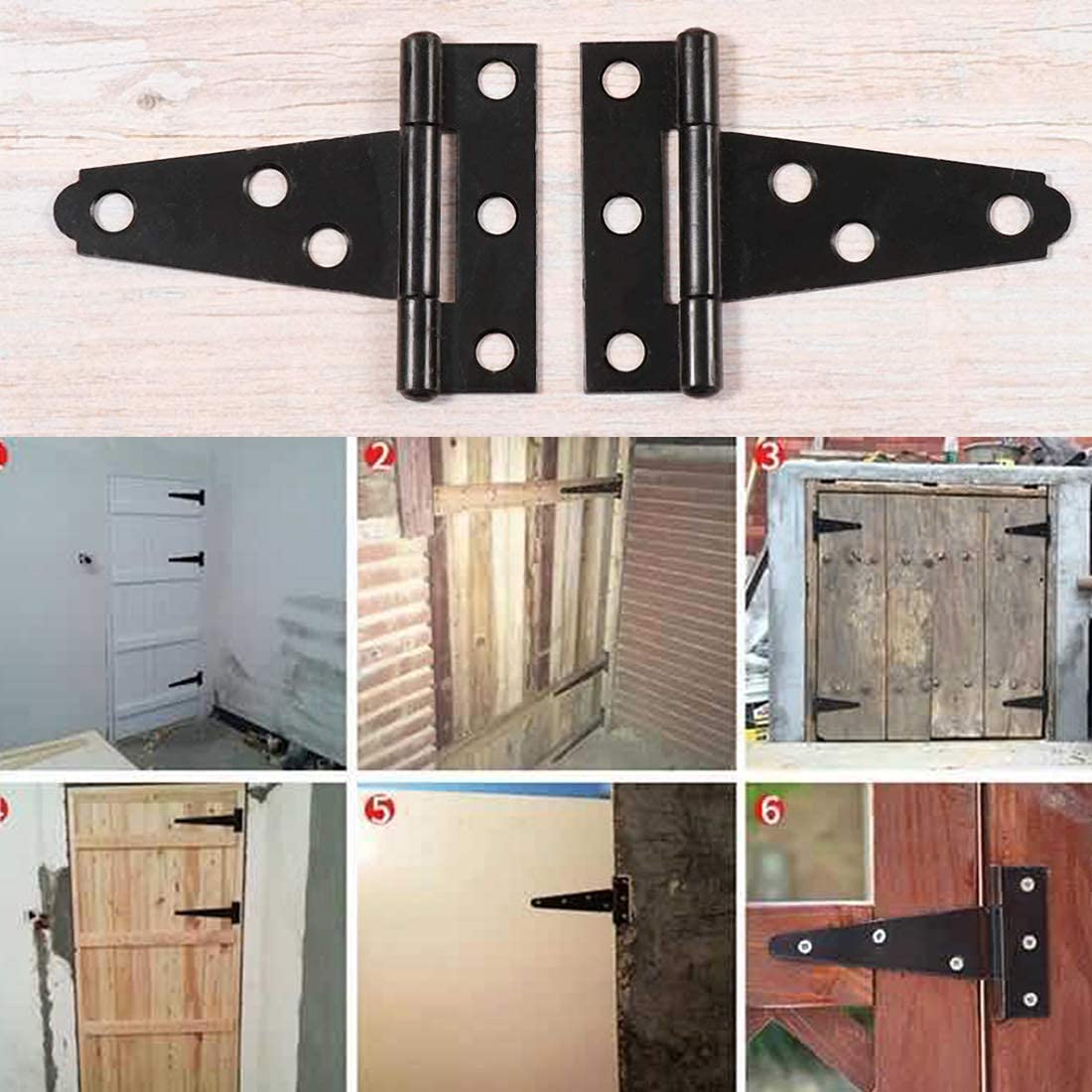 Snapklik.com : KAIY Pack Of 6 Black Door Hinges 2-Inch T-Shape Gate ...