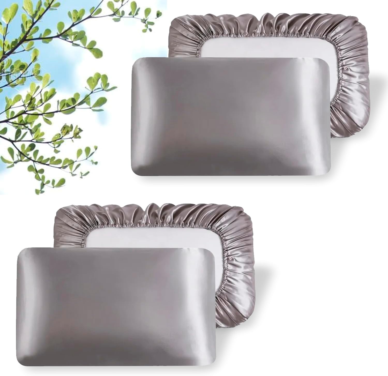 Amazon.com: 2 Packs Silk Satin Pillowcases for Hair and Skin ...