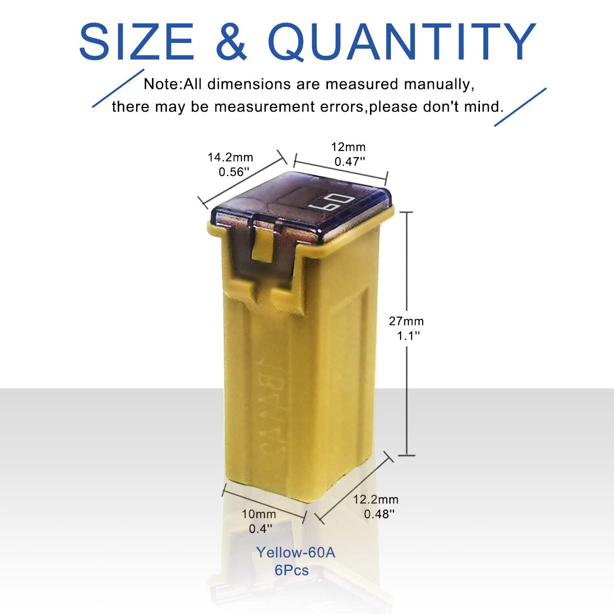 Snapklik.com : 6 Pieces Tall Standard Fuses 60 Amp JCase Box Shaped ...