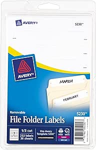 Avery File Folder Labels on 4" x 6" Sheets, Removable Adhesive, White ...