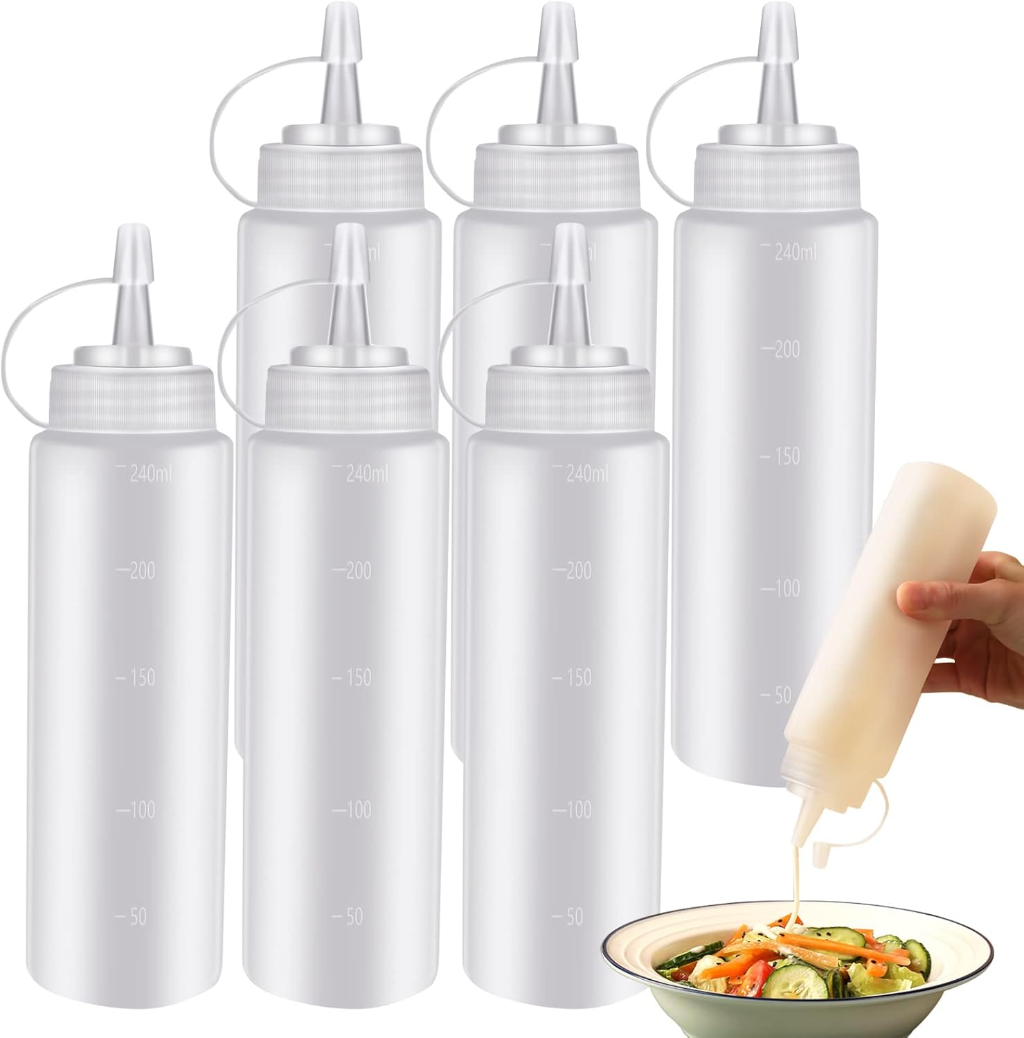 6 PCS 8 OZ Condiment Squeeze Bottles, TACYKIBD Plastic Squeeze Squirt ...