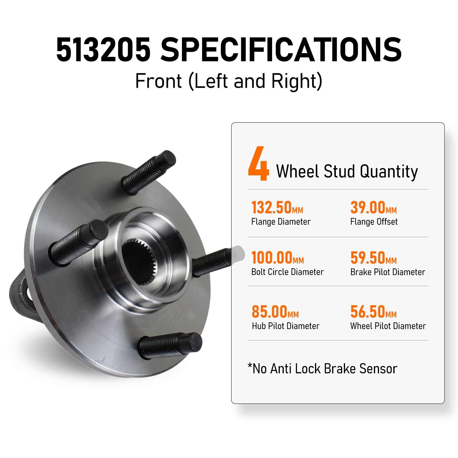 MACEL 513205 Front Wheel Hub Bearing Assembly Compatible with 05-10 ...