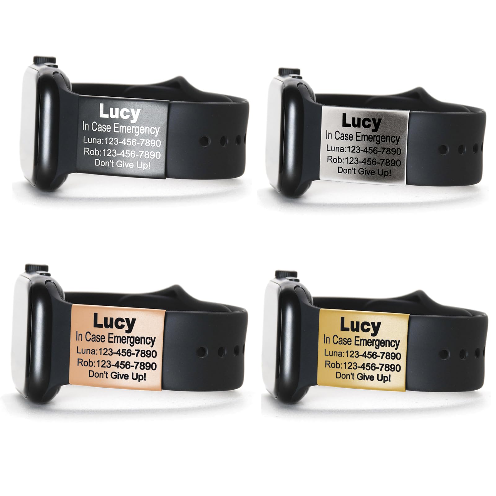 Amazon.com: ANNALALA Personalized Alert ID Tag for Watch Band, Laser ...