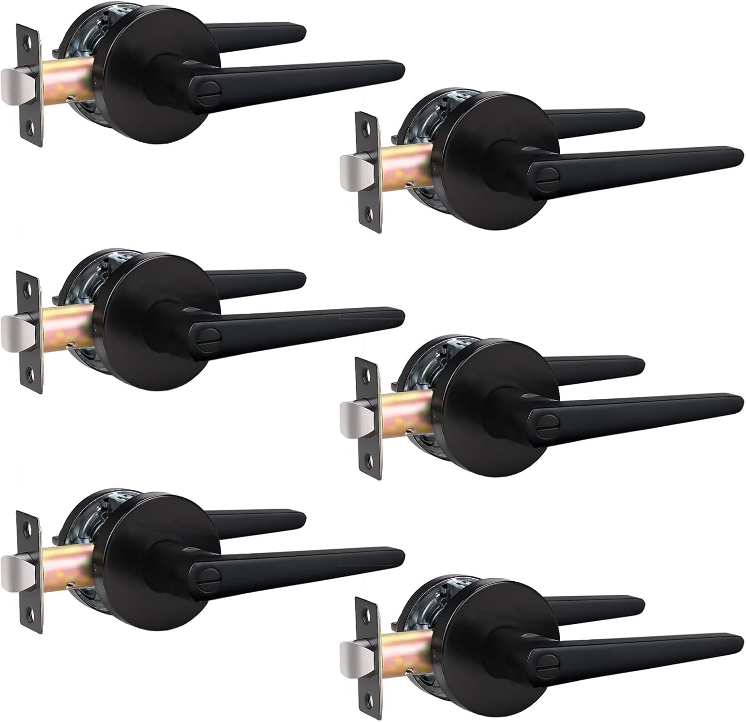 HISAFE 6Pack Matte Black Privacy Door Lever for Bedroom/Bathroom ...