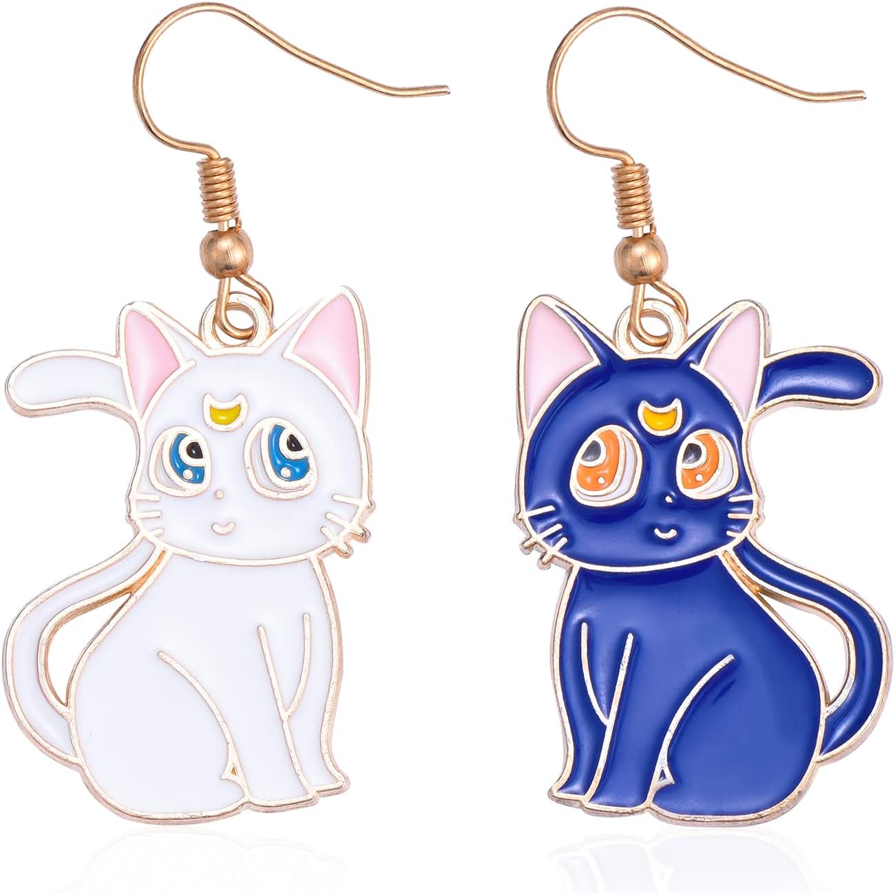 Amazon.com: Cat Earrings White Black Cat Dangle Earrings for Women ...