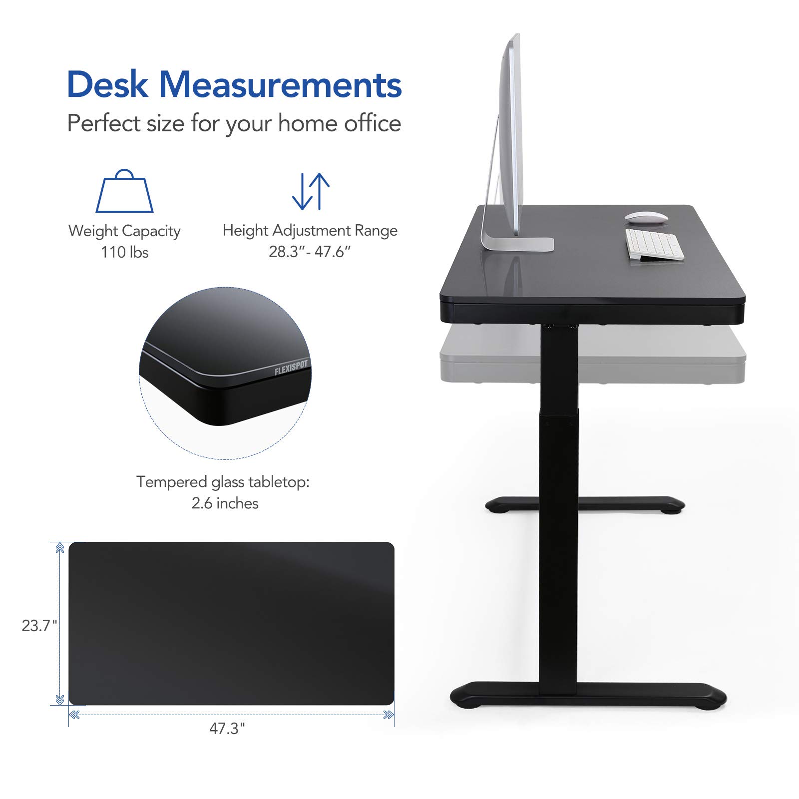 Flexispot Eg8 Comhar Glass Electric Standing Desk With Drawers at Levi ...