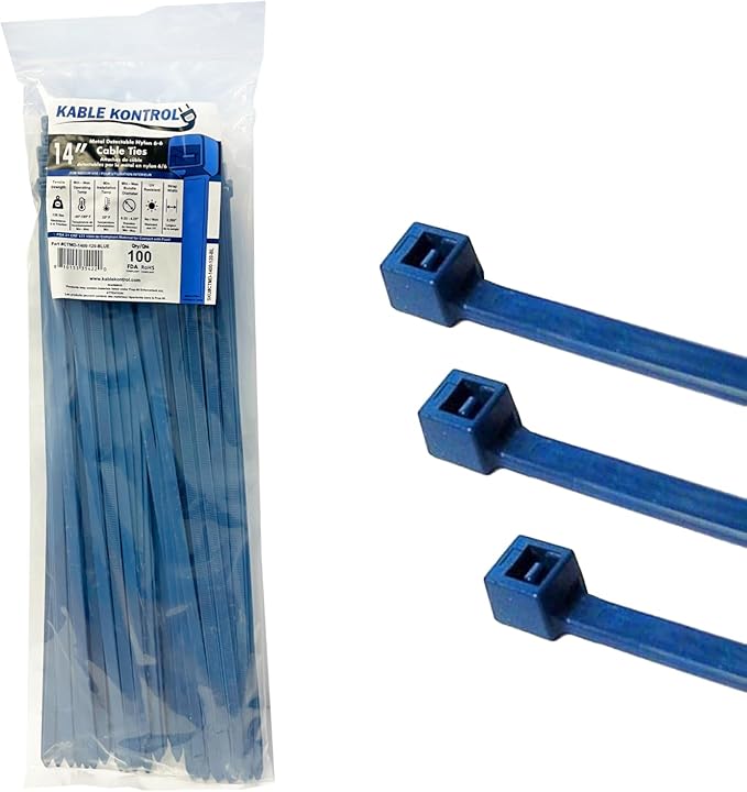 Amazon.com: Kable Kontrol Metal Detectable Blue Zip Ties 100 Pcs 14 ...