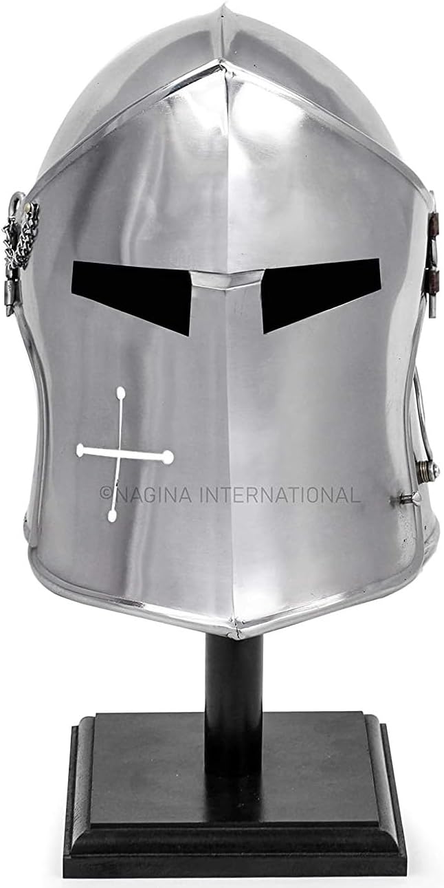 Amazon.com: Nagina International Medieval Barbuta Visored Brushed Steel ...