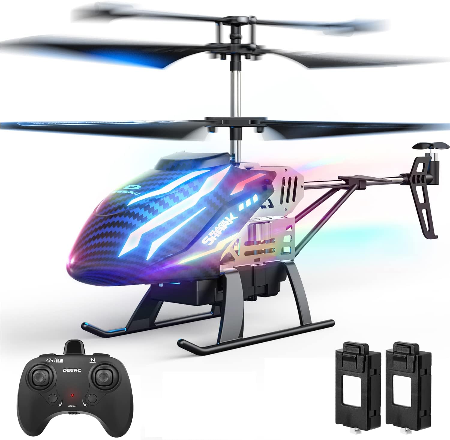 DEERC DE23 RC Helicopter W/ 7 Colors Light, 2.4GHz Remote Control ...