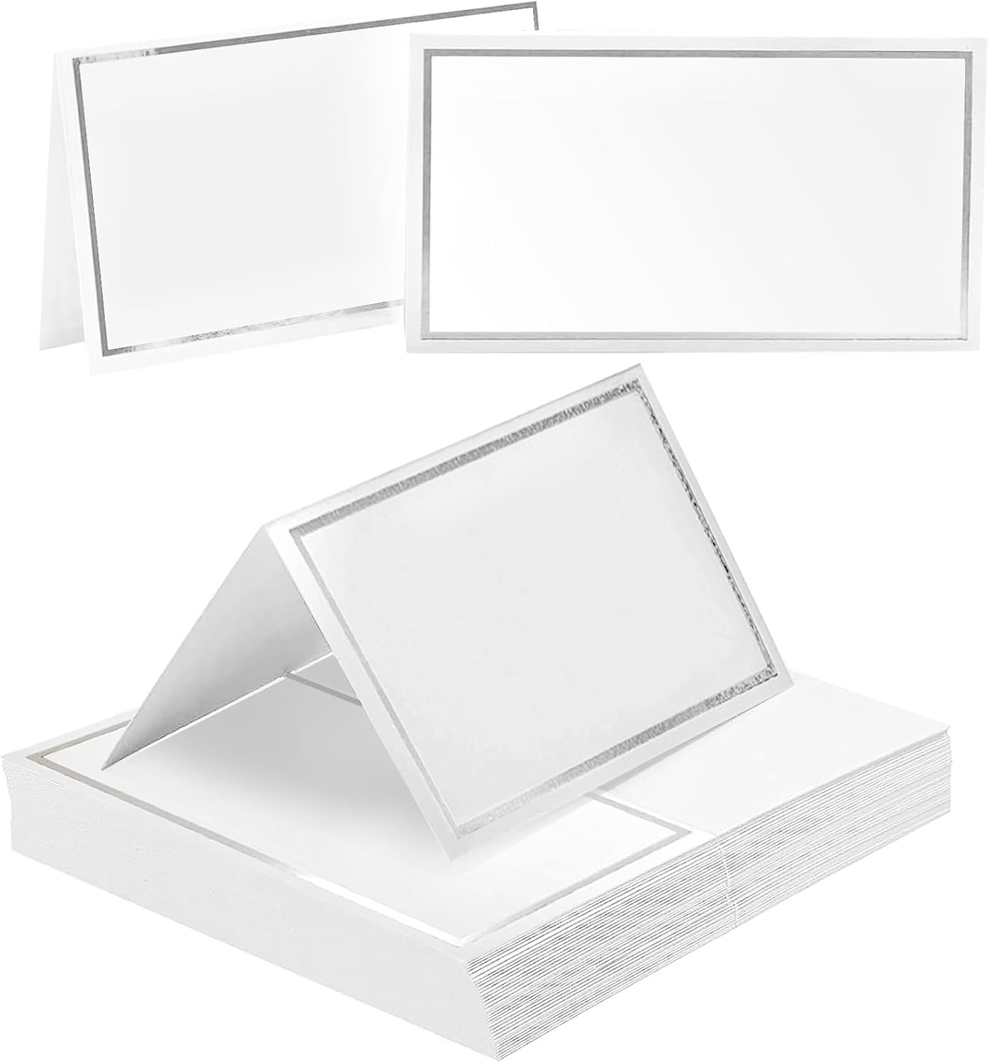 50PCS Silver Edge Table Setting Reception Seating Name Cards, Rectangle ...