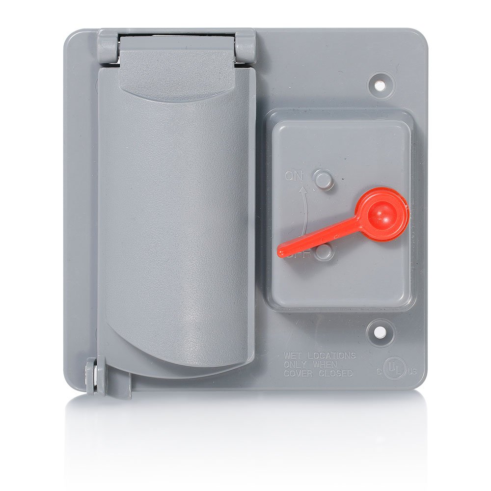 Leviton Weatherproof Cover, 2-Gang Switch and Duplex Receptacle ...