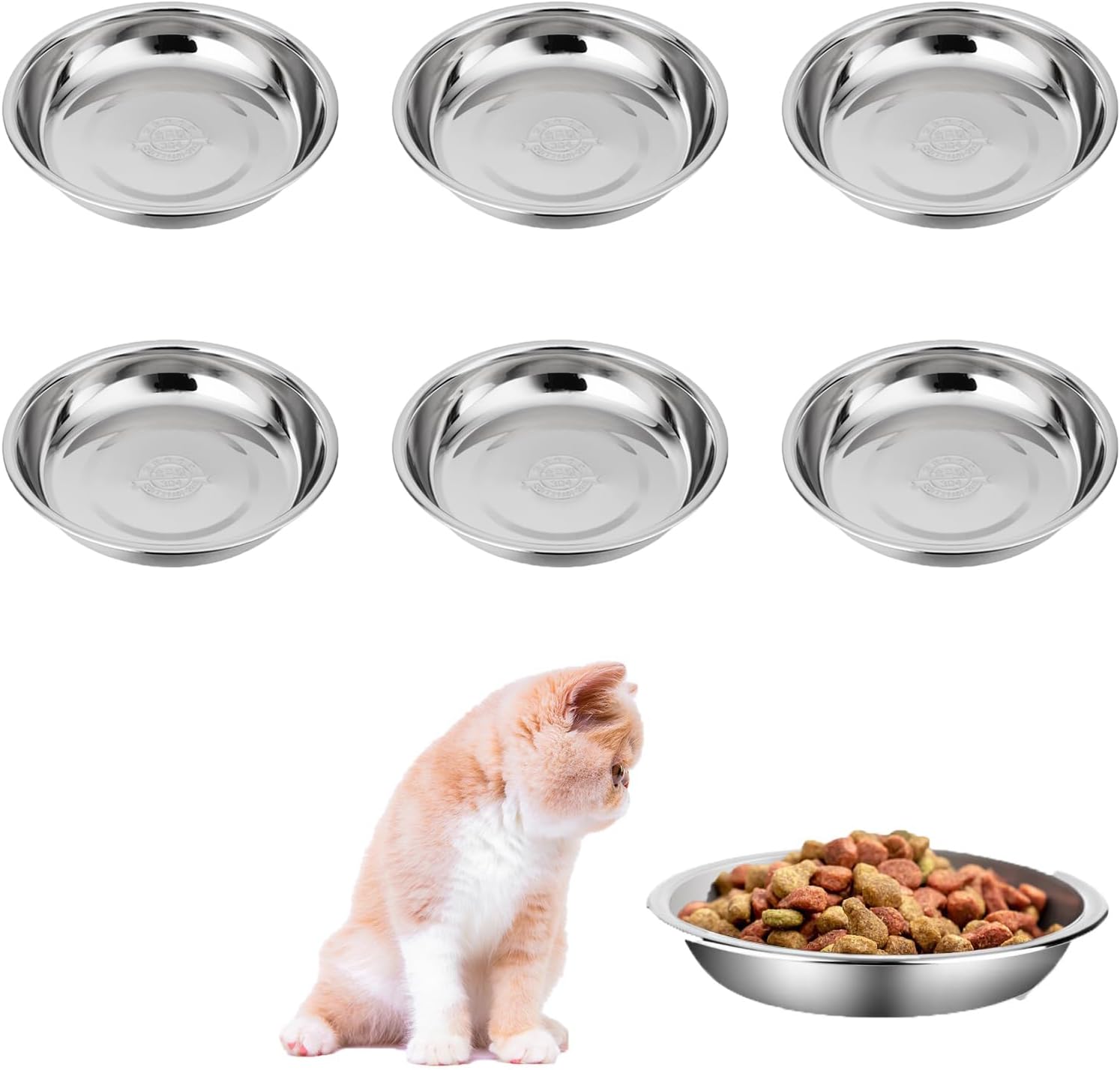 Cat Bowls Whisker Friendly, Shallow Wide Flat Cat Food Bowls Stainless ...