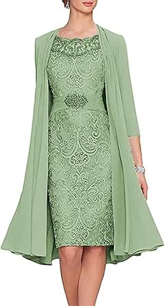 Amazon.com: AUPRP 3/4 Sleeves Sage-Green Mother of The Bride Dresses ...