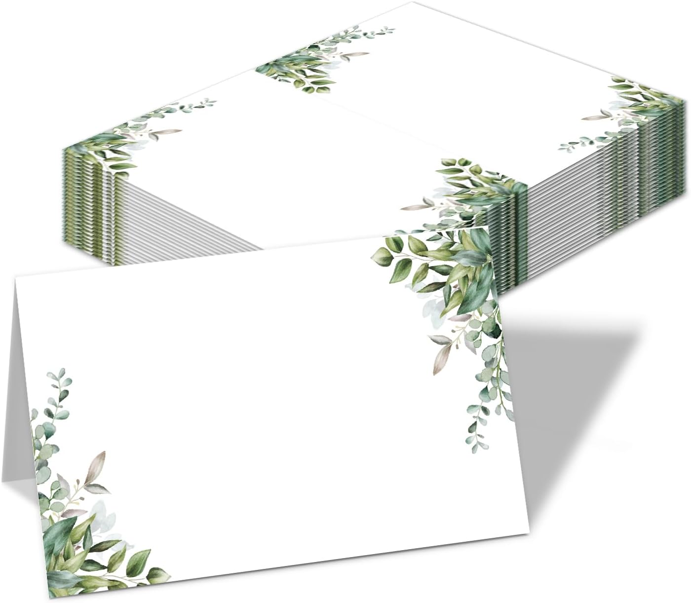 Amazon.com: 25 Table Place Cards, Greenery Green Leaf Tent Seating ...