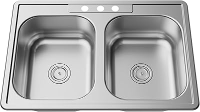 Amazon.com : Sxlawesom Double Bowl Stainless Steel Corner Sink Drop in ...