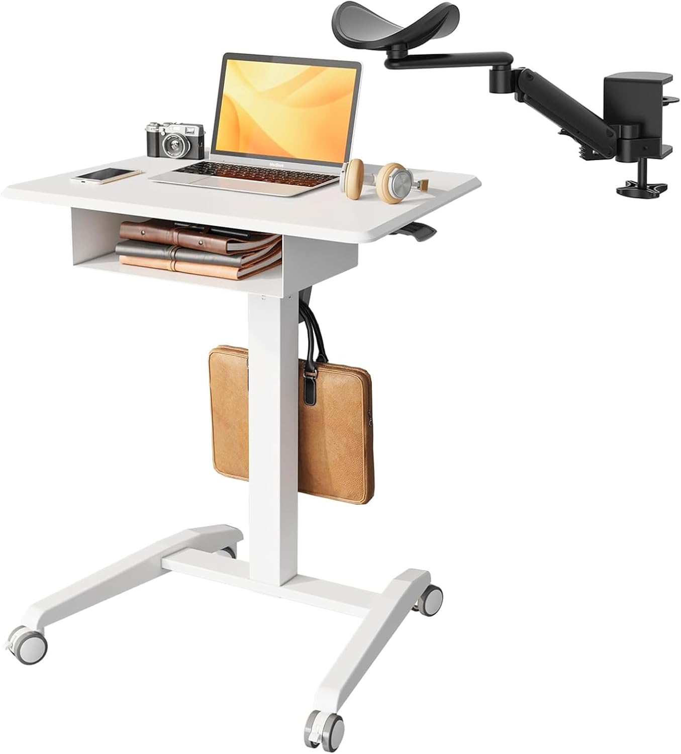 Amazon.com: JOY worker Height Adjustable Rolling Laptop Desk and ...