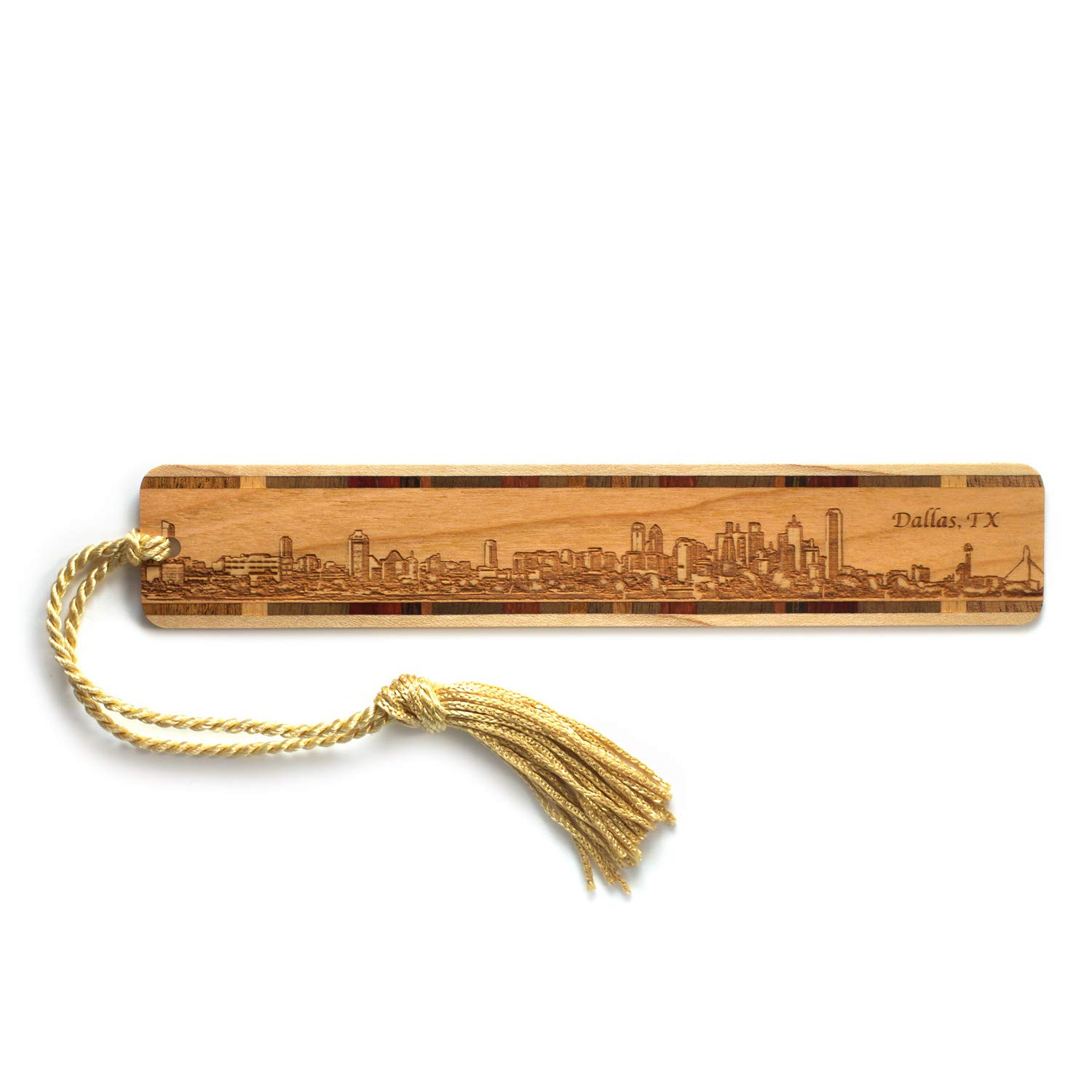 Amazon.com: Dallas Texas City Skyline Engraved Wooden Bookmark with ...