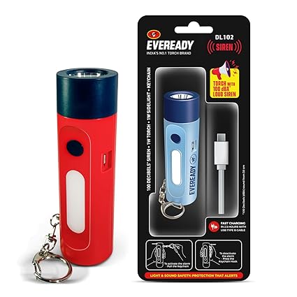 Eveready Siren DL102 Rechargeable LED Torch with 100 Decibels (dBA ...