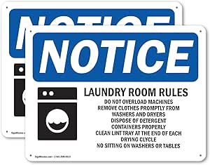 Amazon.com: (2 Pack) Laundry Room Rules Do Not Overload OSHA Notice ...
