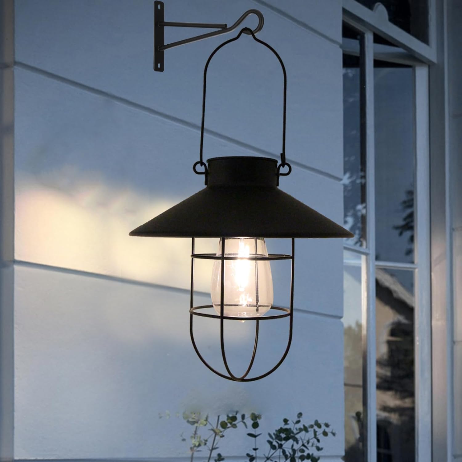 Amazon.com: Hanging Solar Lantern Outdoor - Black Metal Vintage ...